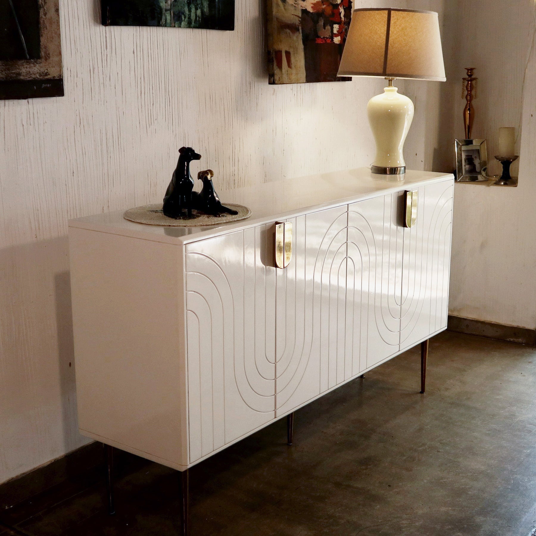 Buy minimal and modern TV Storage Unit- Ivory Wave TV Unit| East Lifestyle