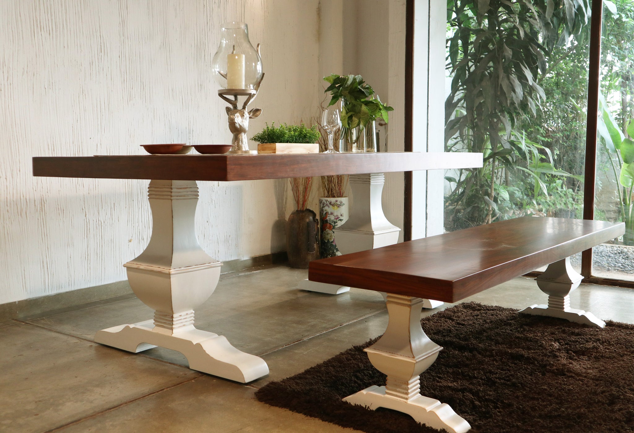 Buy 8 seater wooden table for dining room - Farmhouse Table| East Lifestyle