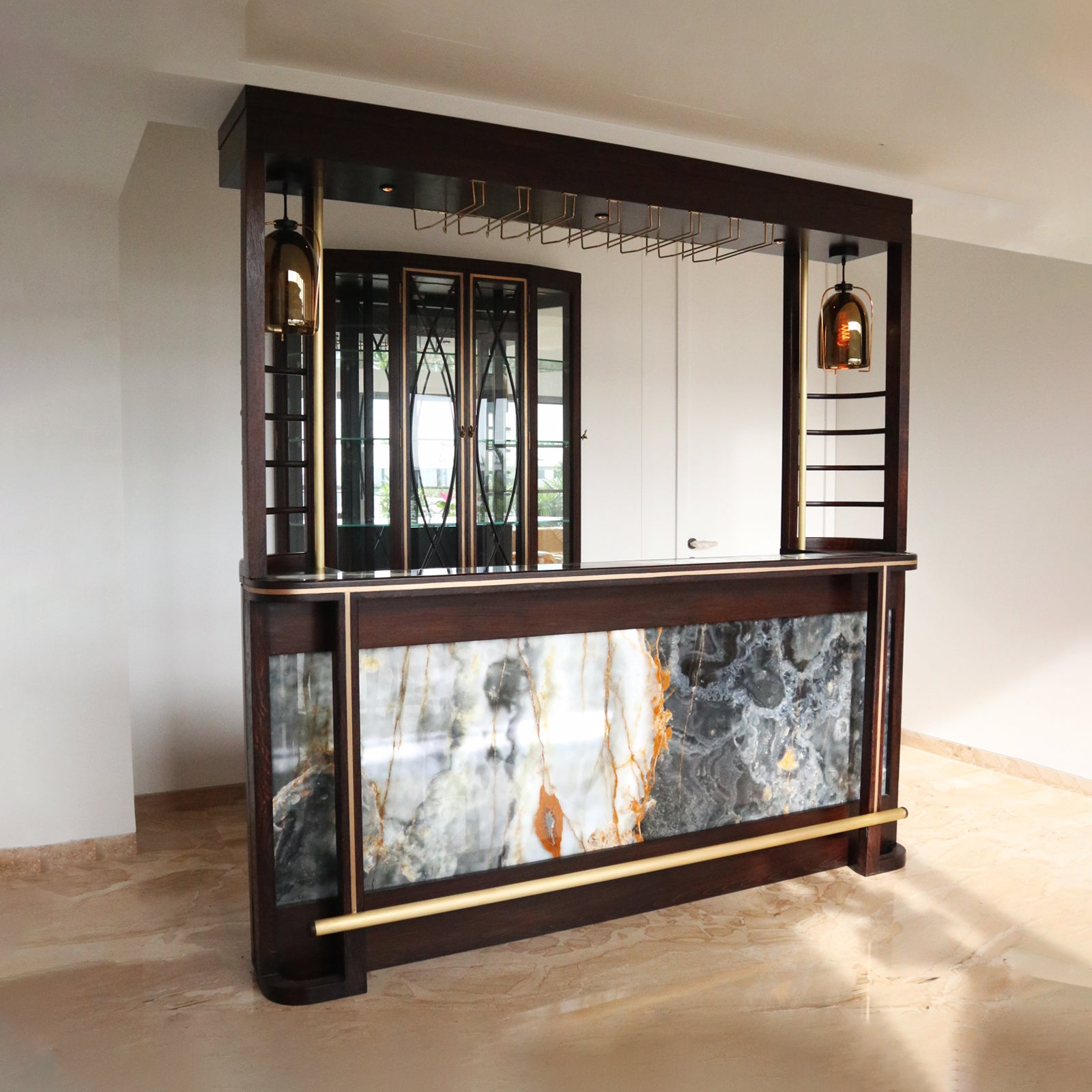 Buy premium bar cabinets for home- Lite Stone Bar Unit| East Lifestyle